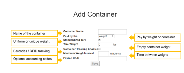 Setting Up/Adding Container Information